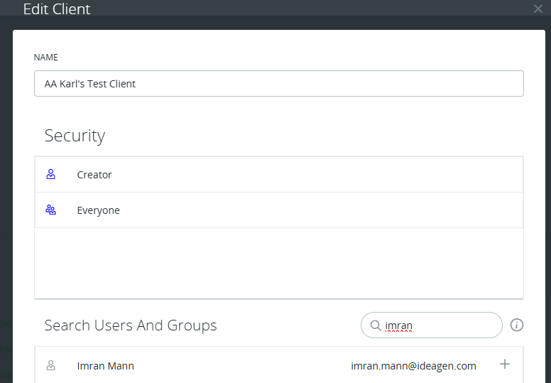 Using the Edit Client user/group search filter resets list of assigned ...
